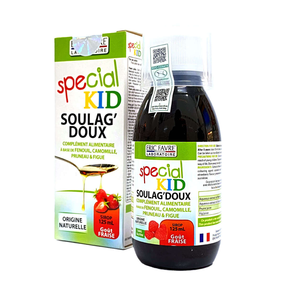 SKid Soulag' Doux Strawberry flavour 125ml syrup - Dược phẩm Huỳnh Gia